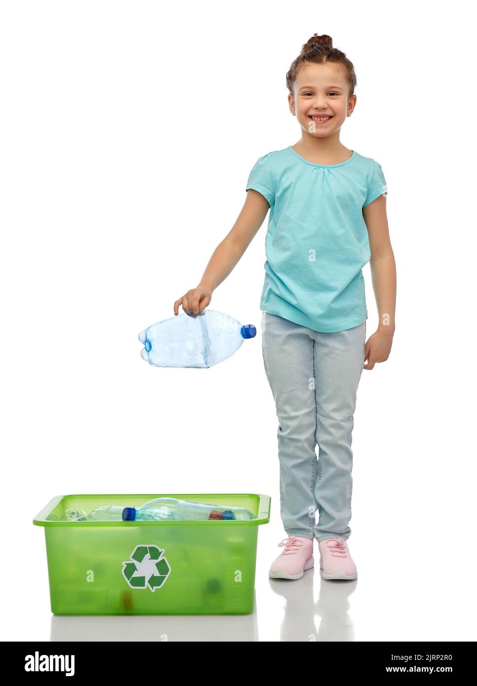 smiling girl sorting plastic waste Stock Photo - Alamy