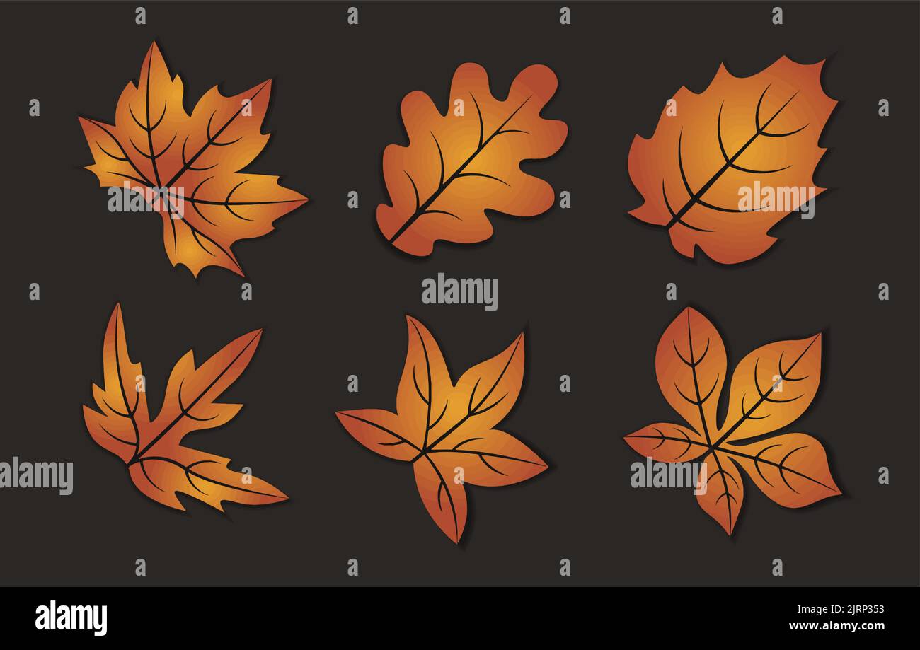 set of vector leaves with gradient and shadow Stock Vector Image & Art ...