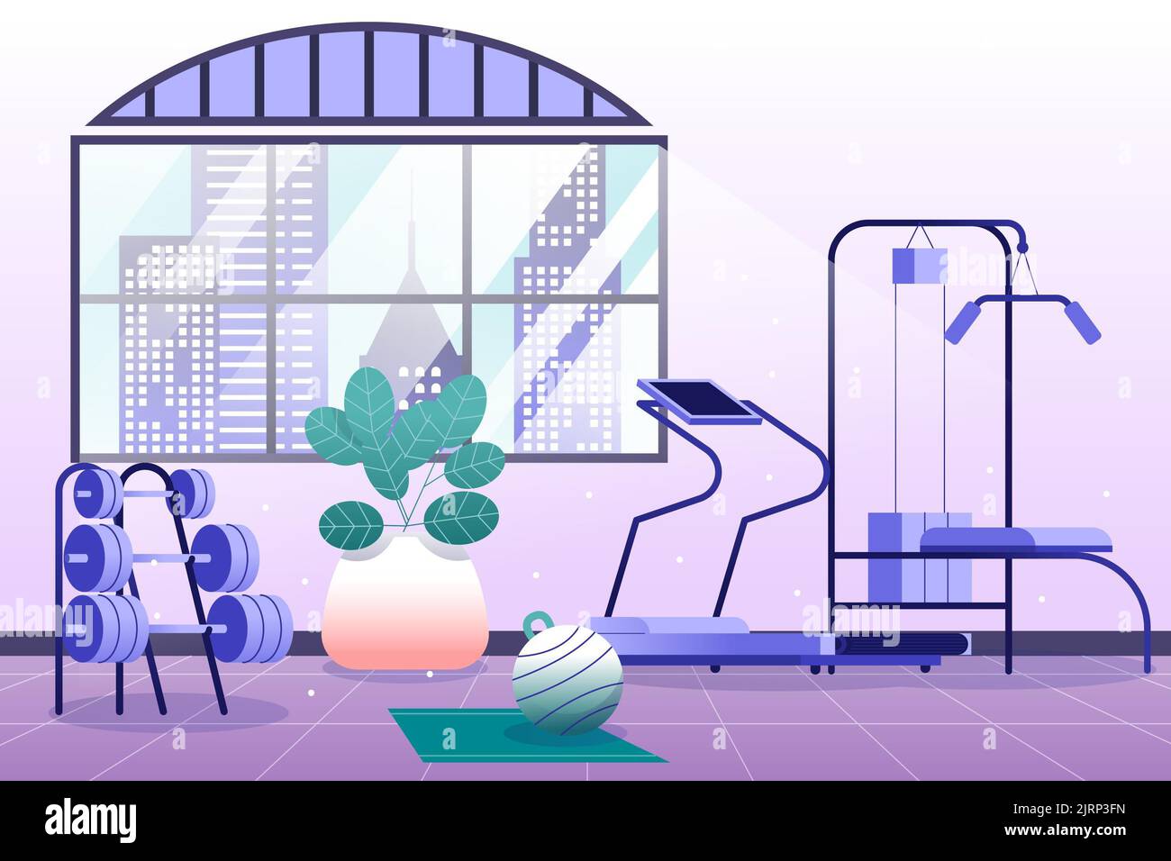 Gradient home gym illustration Stock Photo - Alamy