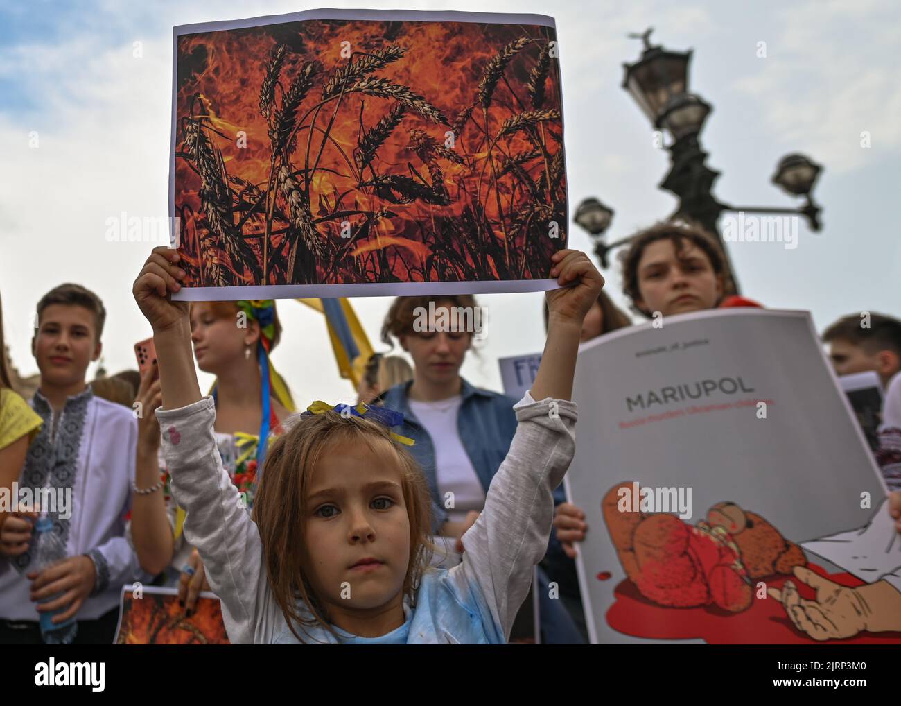 Krakow, Poland. 24 August, 2022. Ukrainian people living in Krakow ...