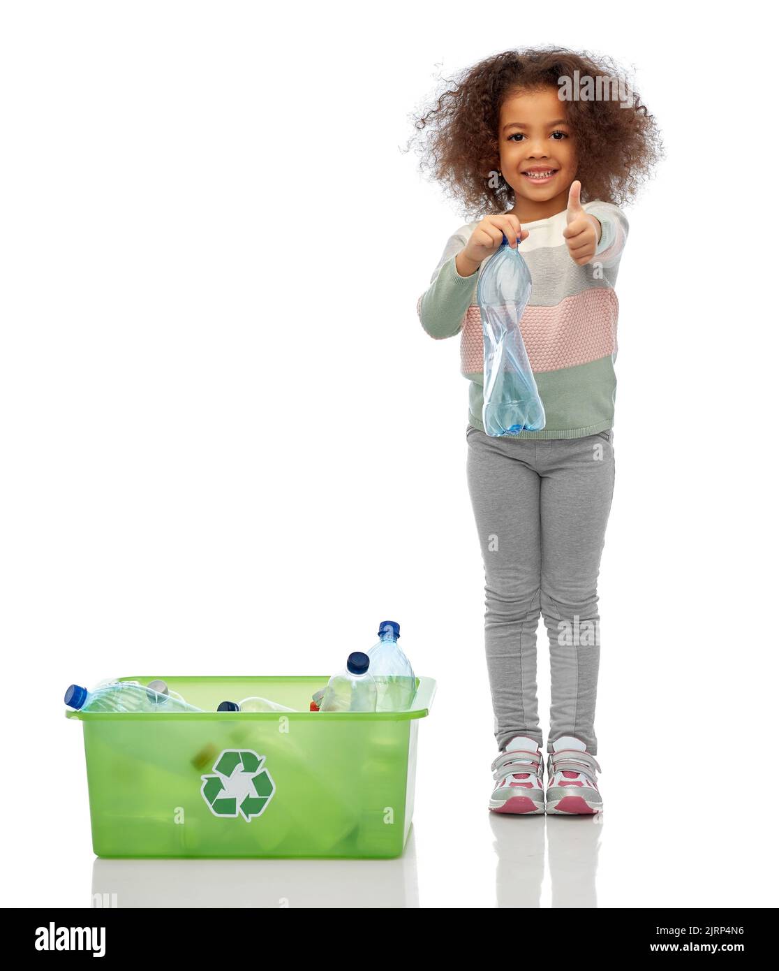 happy african american girl sorting plastic waste Stock Photo - Alamy