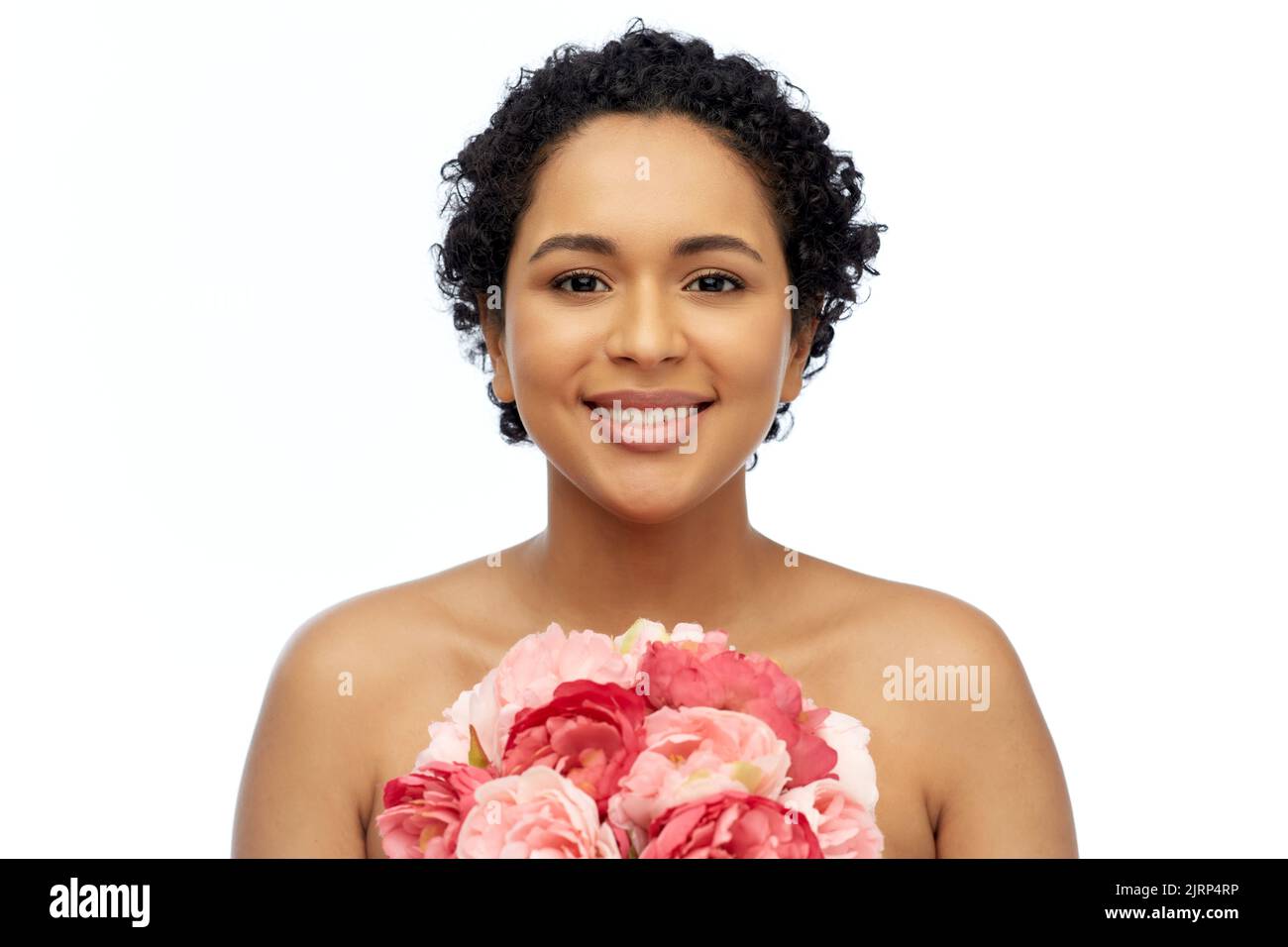 portrait of african american woman with flowers Stock Photo - Alamy