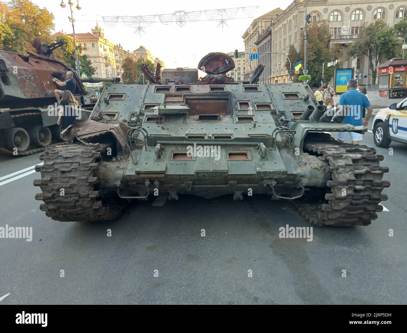 Destroyed military vehicle exhibition on Khreschatyk street on August ...