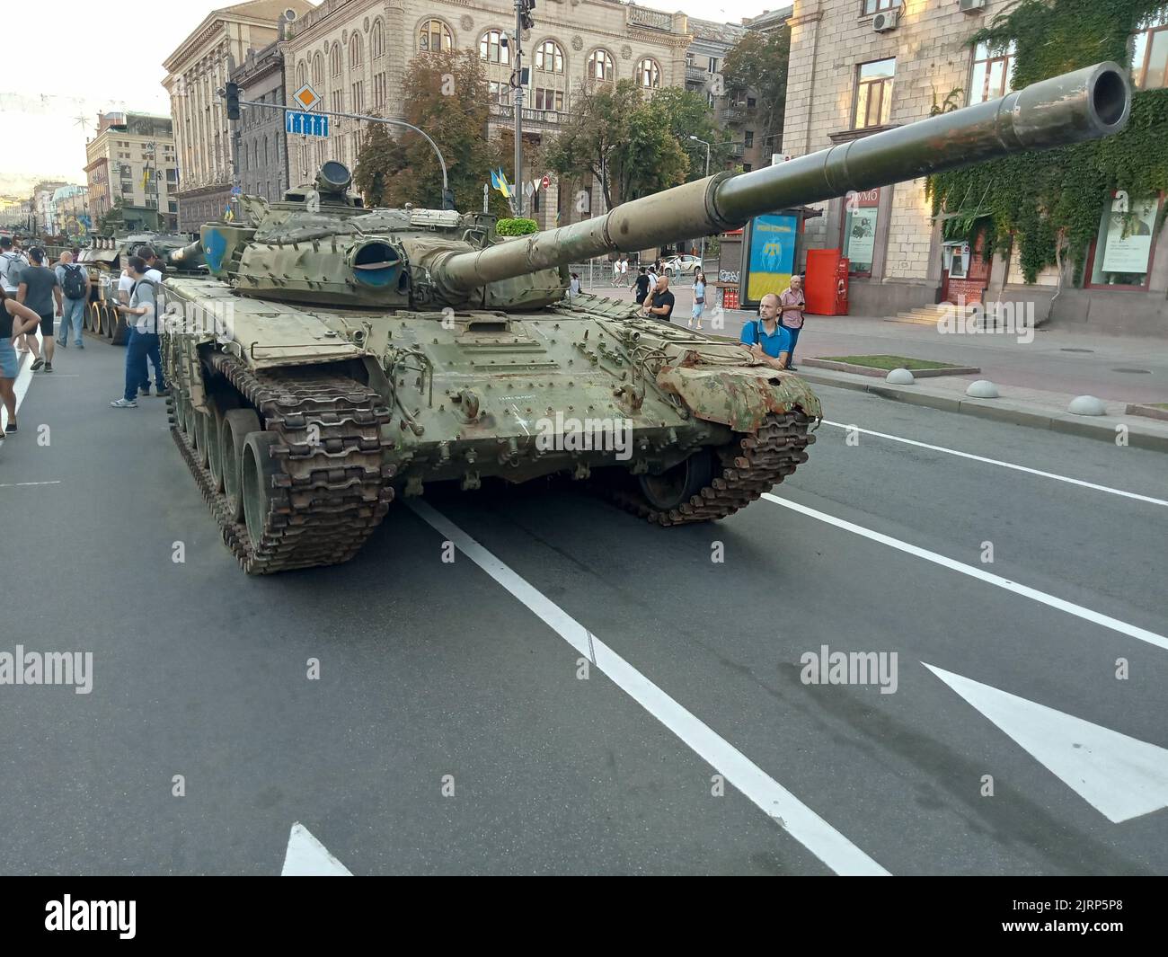 Destroyed military vehicle exhibition on Khreschatyk street on August ...