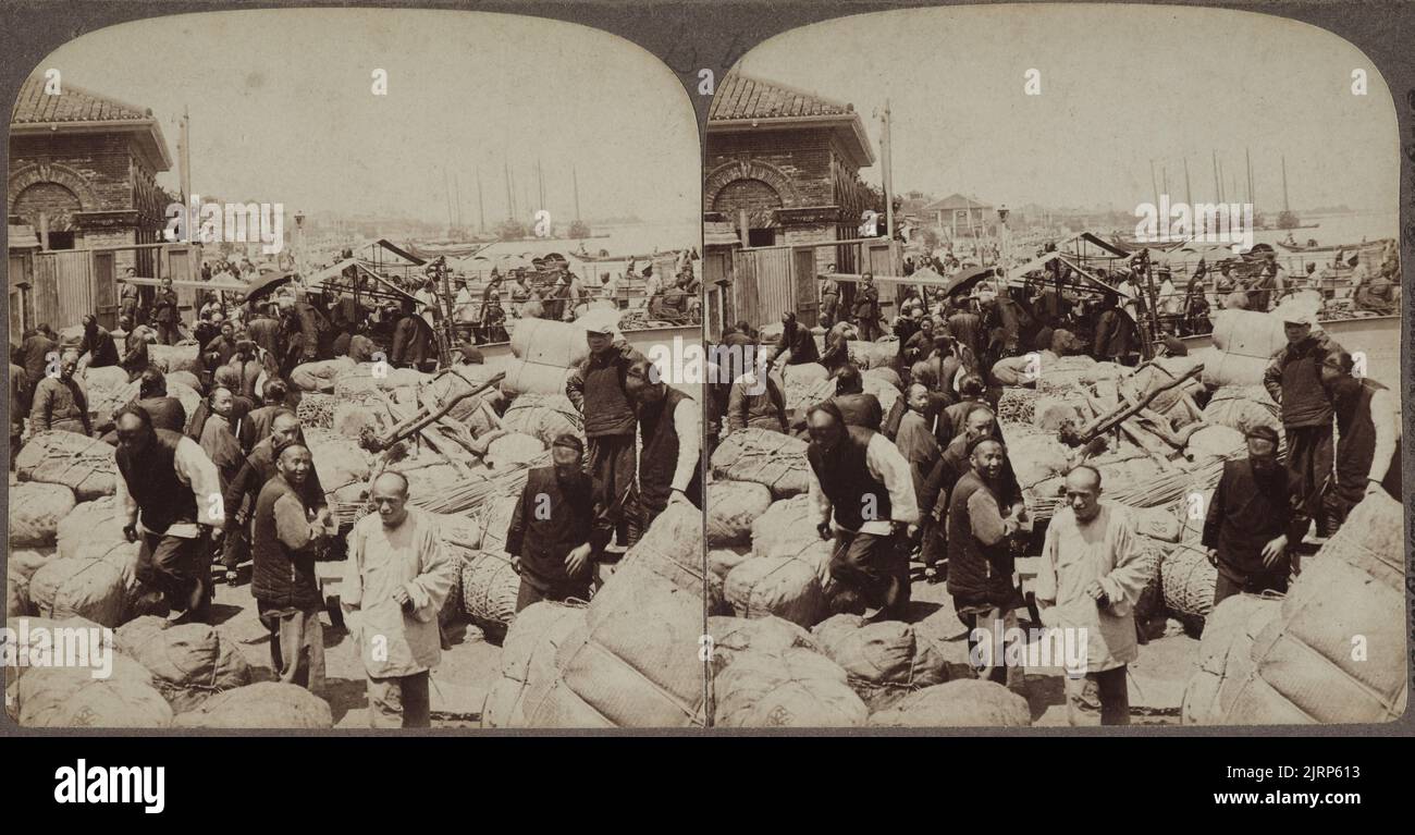 At the steamer landing just before the sailing, Ningpo (Ningbo), China ...