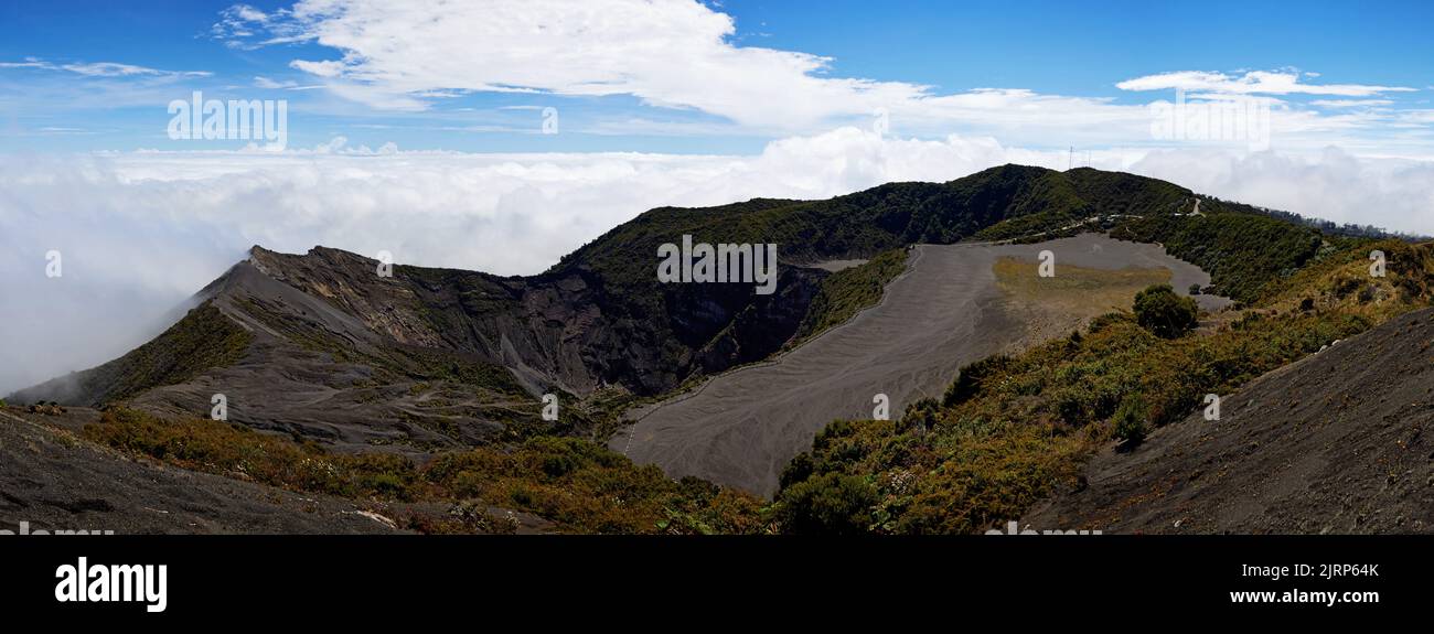 A panoramic view of Volcano Irazu and cloudscape in Costa Rica, Cartago ...