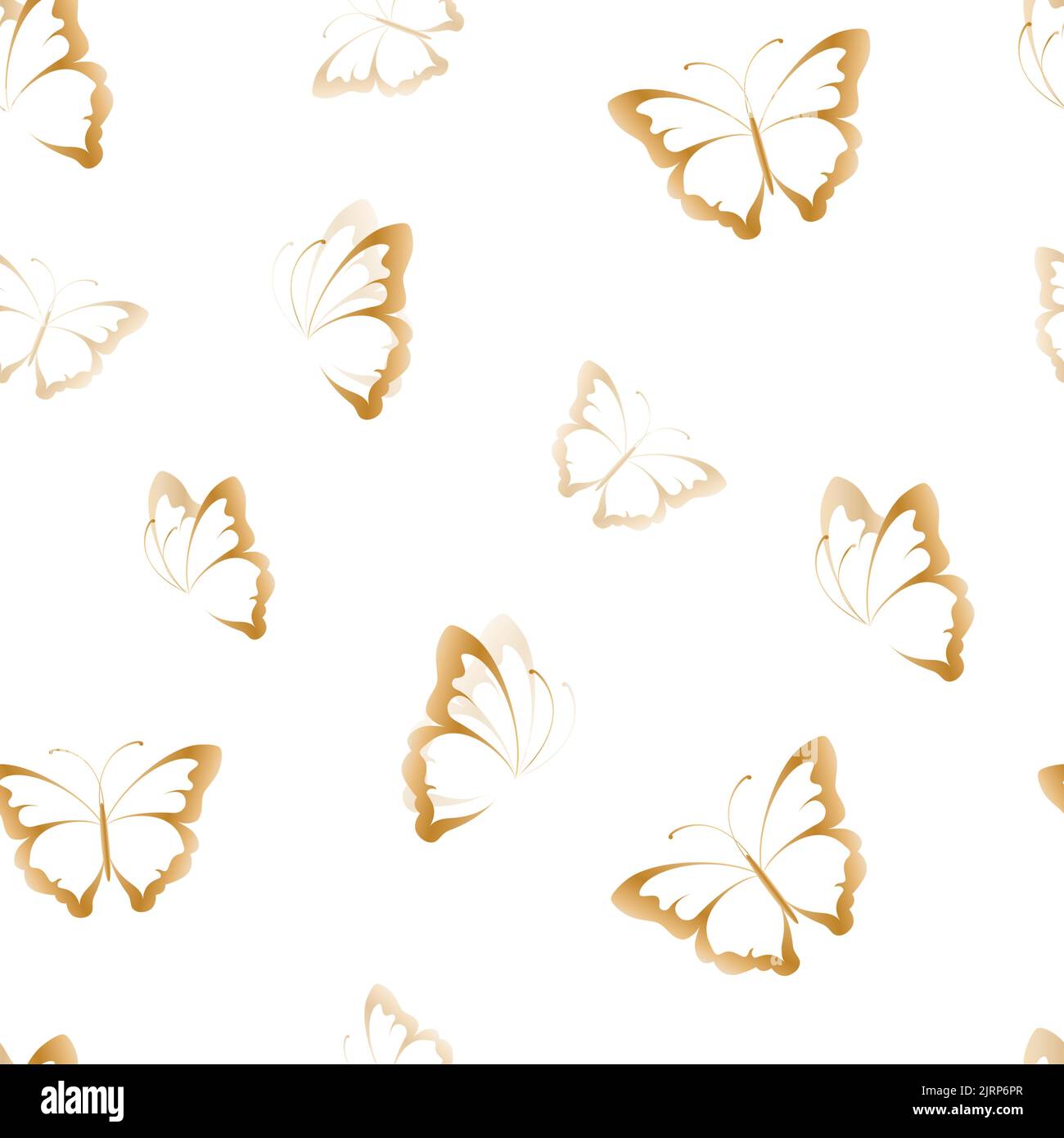 Butterfly seamless pattern. Shiny golden Butterflies on white ...