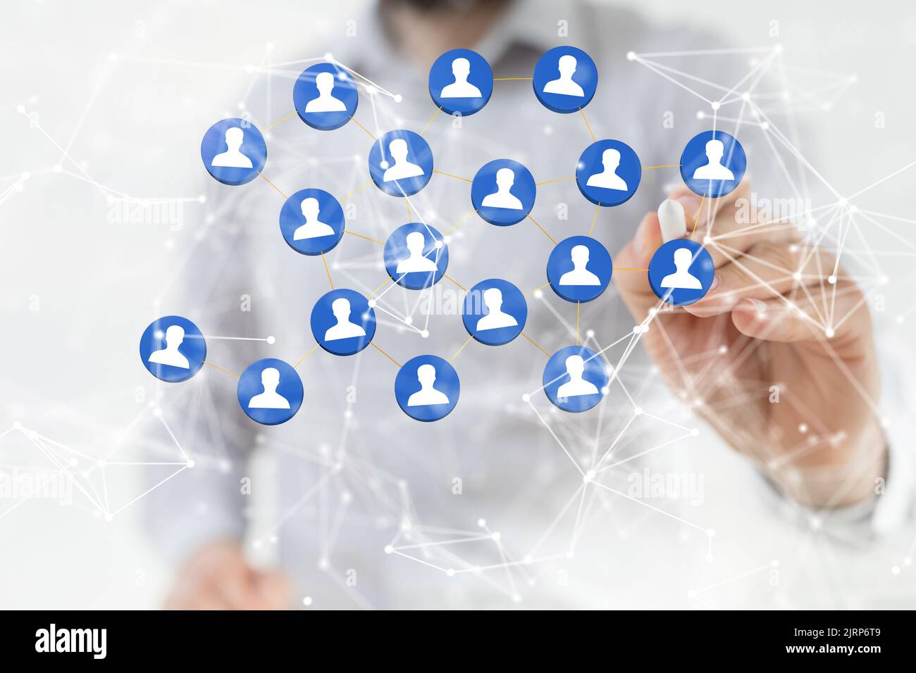 A finger pointing 3d floating digital illustration of the connected ...