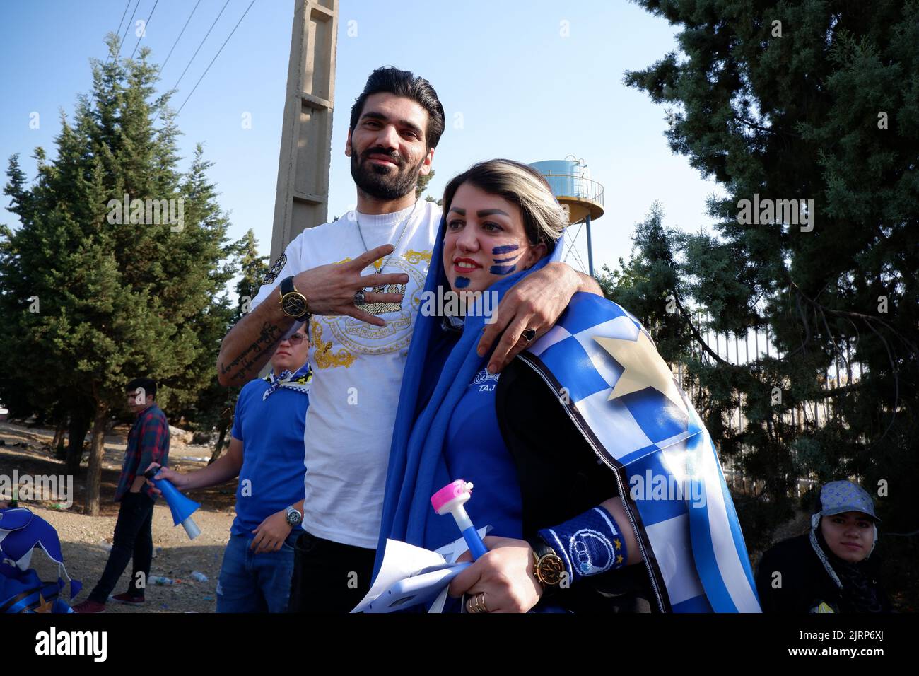 Tehran, Tehran, Iran. 25th Aug, 2022. Female soccer fans prepare to ...