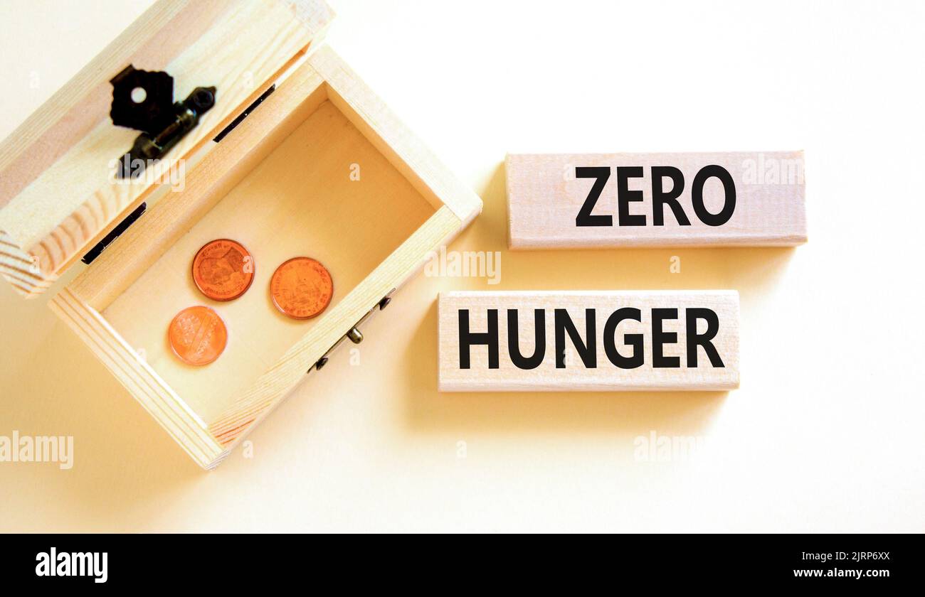 Zero hunger symbol. Concept words Zero hunger on wooden blocks on a ...