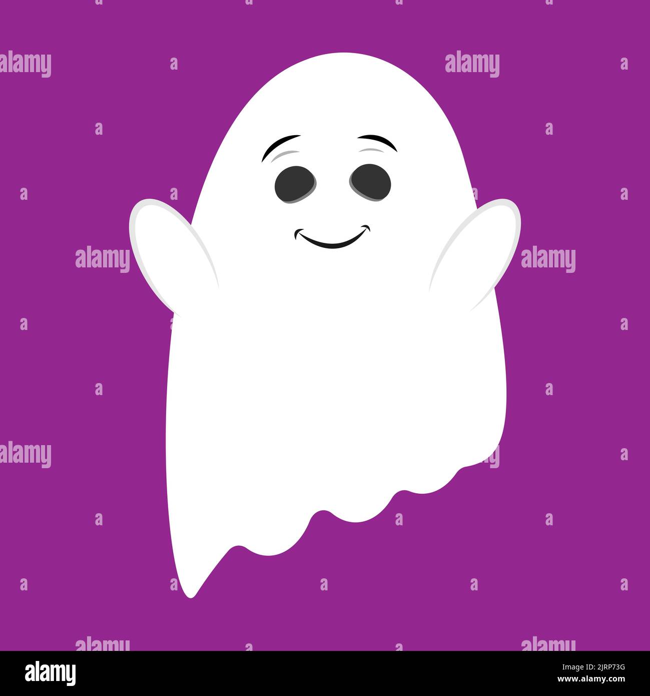 Cute white ghost spook horror on purple background. Halloween character ...