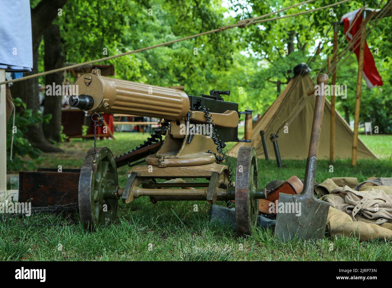 The old and archaic weapon, the Maxim machine gun from the soviet era ...