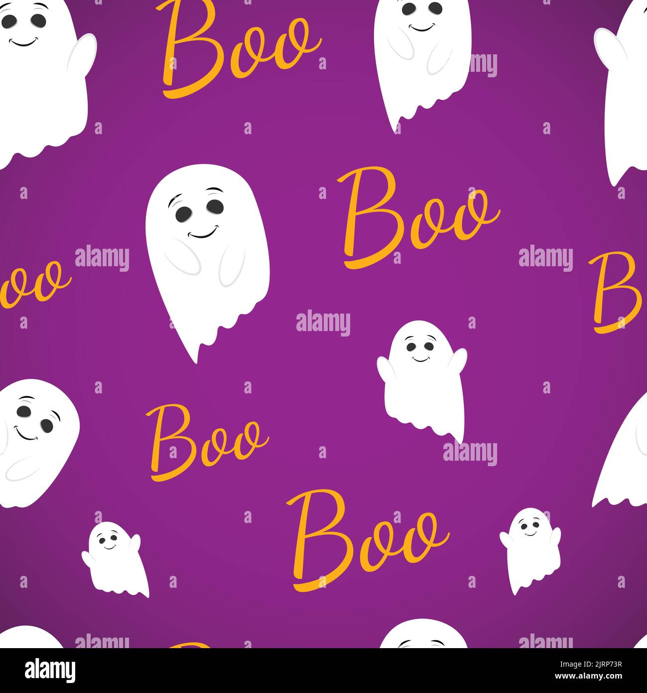 Halloween white Ghosts seamless pattern, cute Spirit on Purple Background Stock Vector Image ...