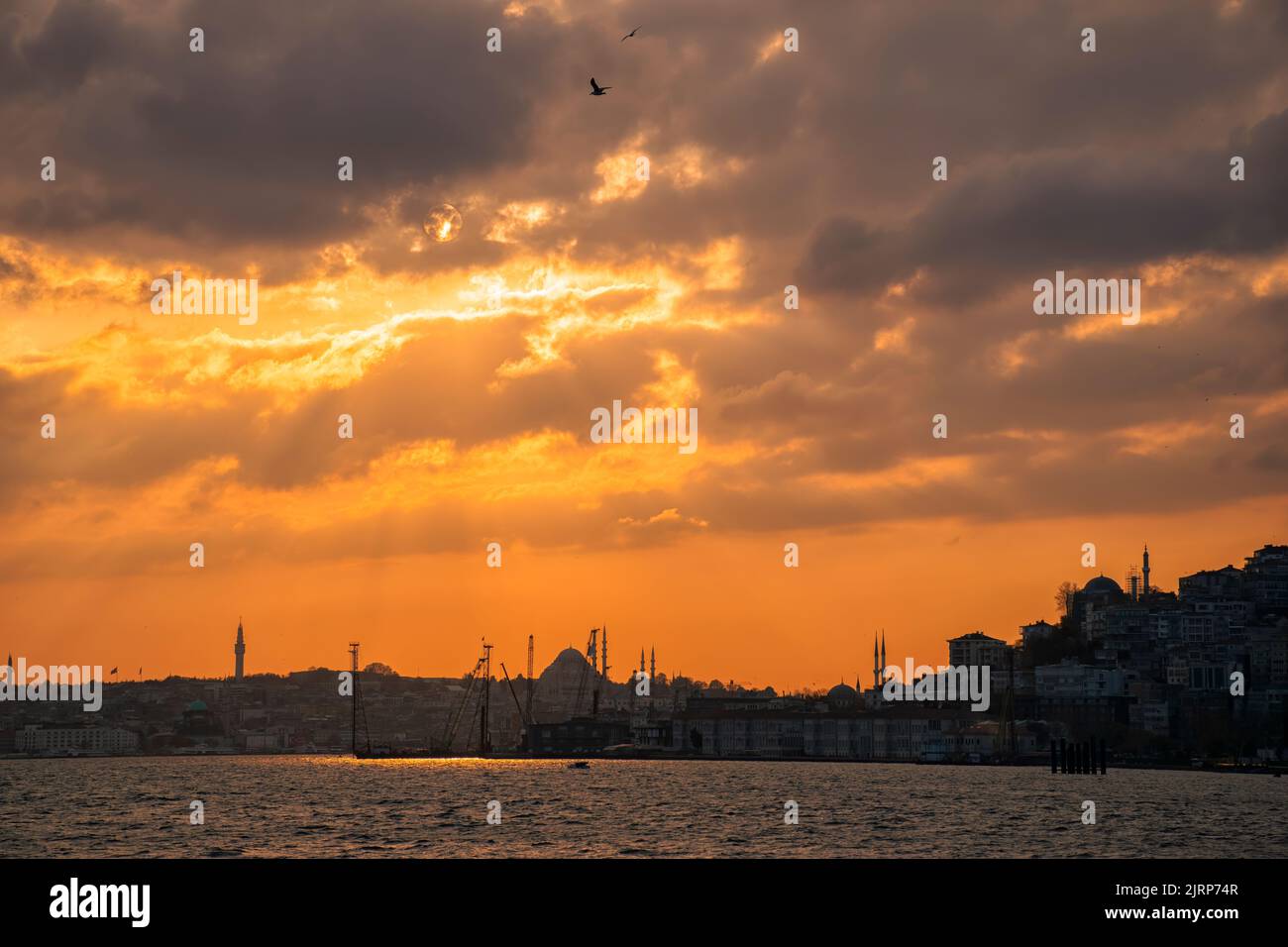 Hagia Sophia, Topkapi Palace and Blue Mosque on sunset in Istanbul ...