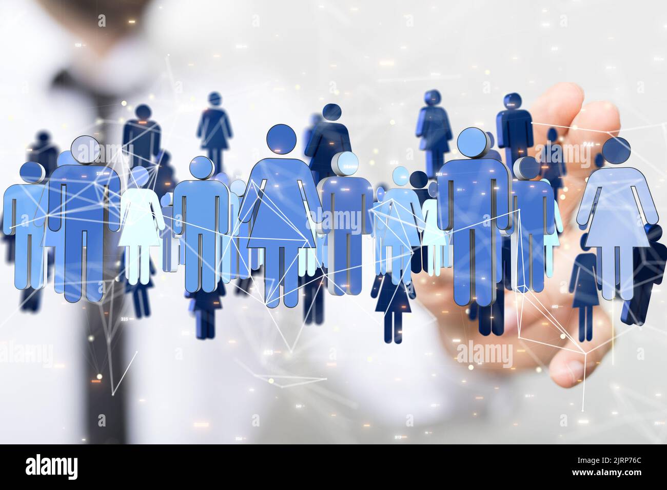 A finger pointing 3d floating digital illustration of the connected ...