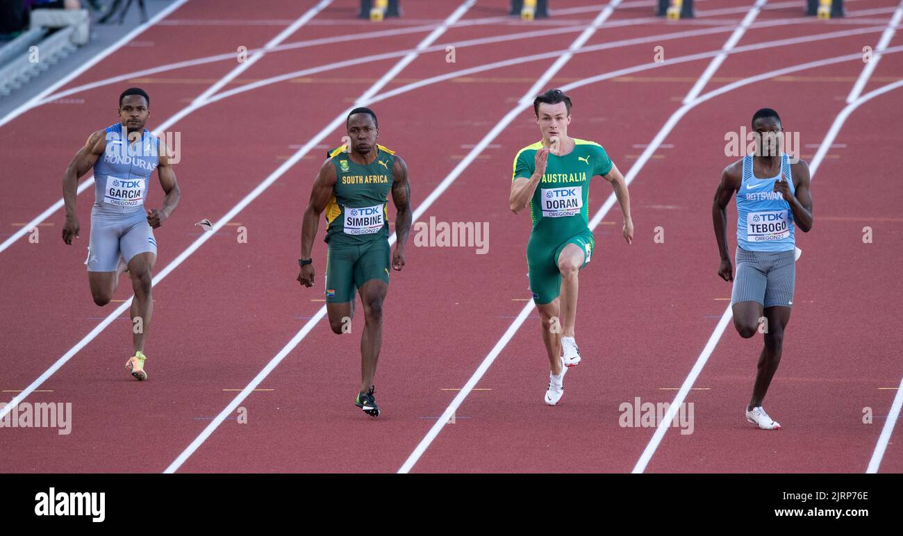 Melique Garcia, Akani Simbine, Jake Doran and Letsile Tebogo competing ...