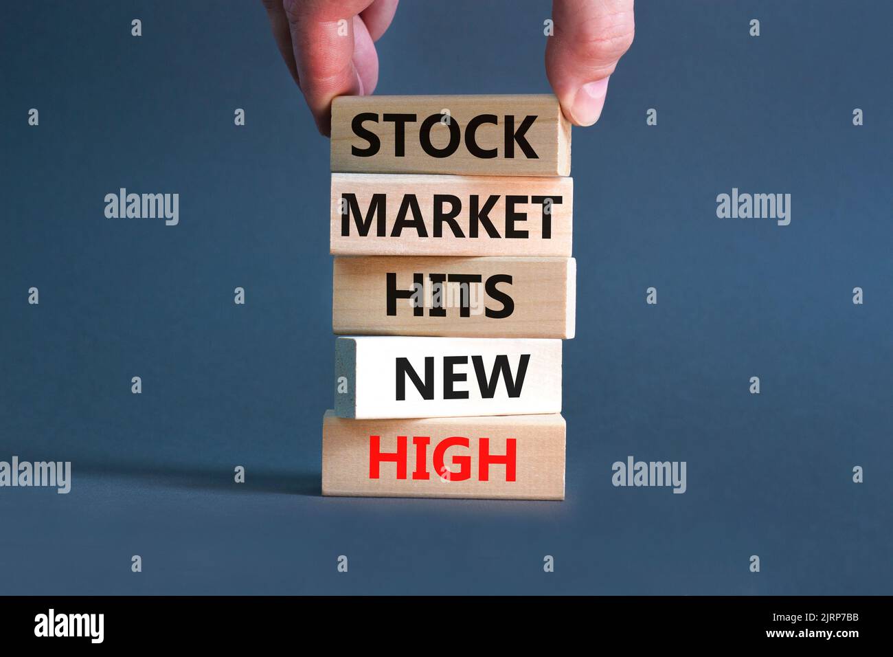 Stock market hits new high symbol. Concept words Stock market hits new ...