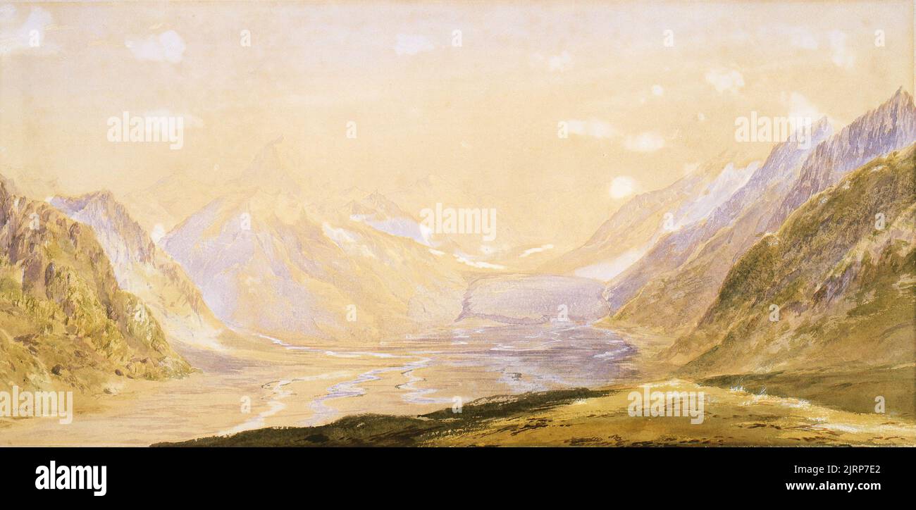 Mount Cook and the Tasman Glacier, 1870s, New Zealand, by John Gully ...