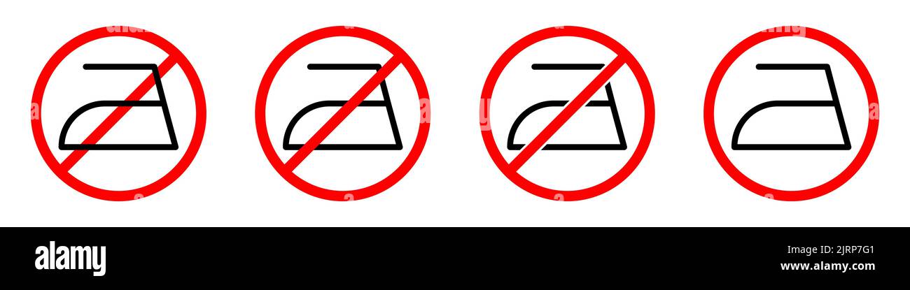 Iron ban sign. Ironing prohibition signs set. No ironing sign. Vector ...
