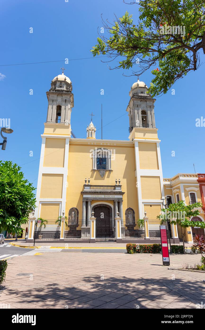 Colonial church and government palace of Colima. Central Garden at ...