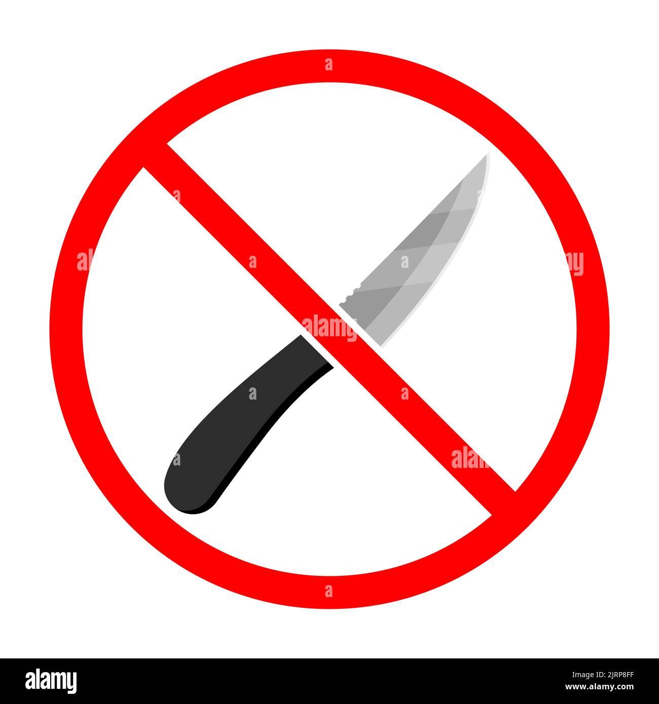Knife ban sign. Knife forbidden. Dangerous weapon. Red prohibition sign ...