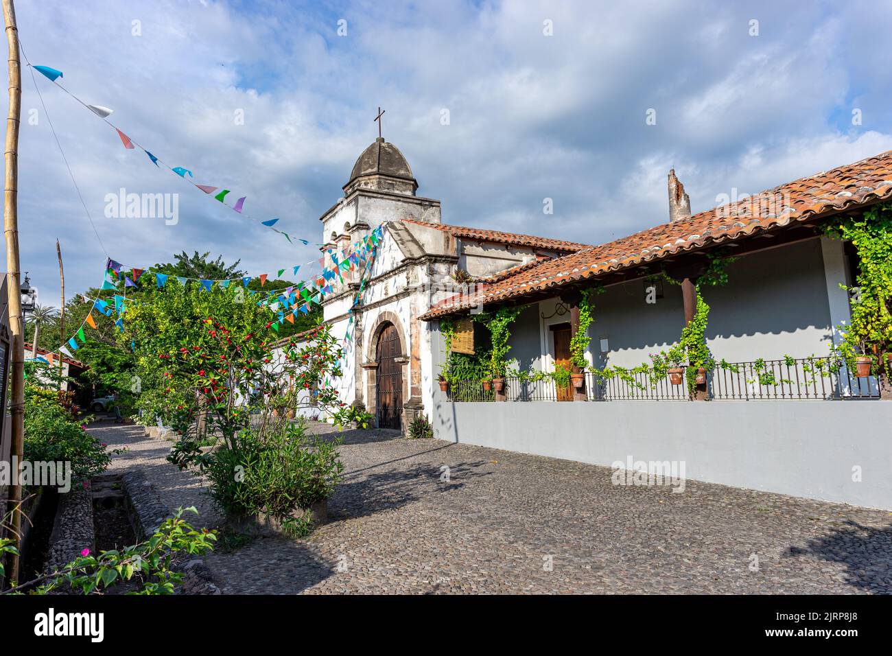 Old colonial church in the town of nogueras, Comala, Colima, Mexico ...