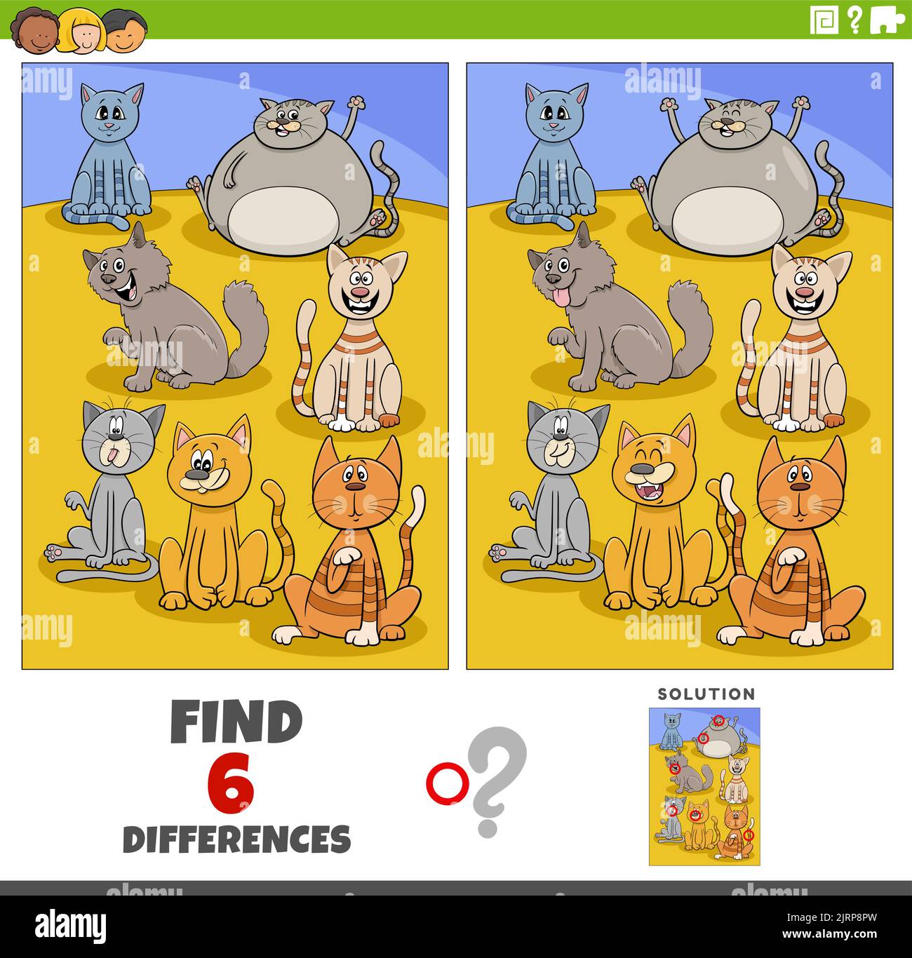 Cartoon illustration of finding the differences between pictures ...