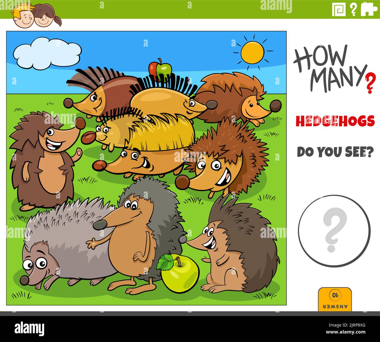 Illustration of educational counting task for children with cartoon ...