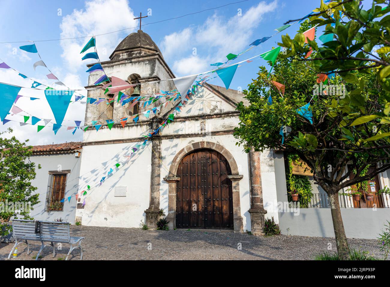 Old colonial church in the town of nogueras, Comala, Colima, Mexico ...