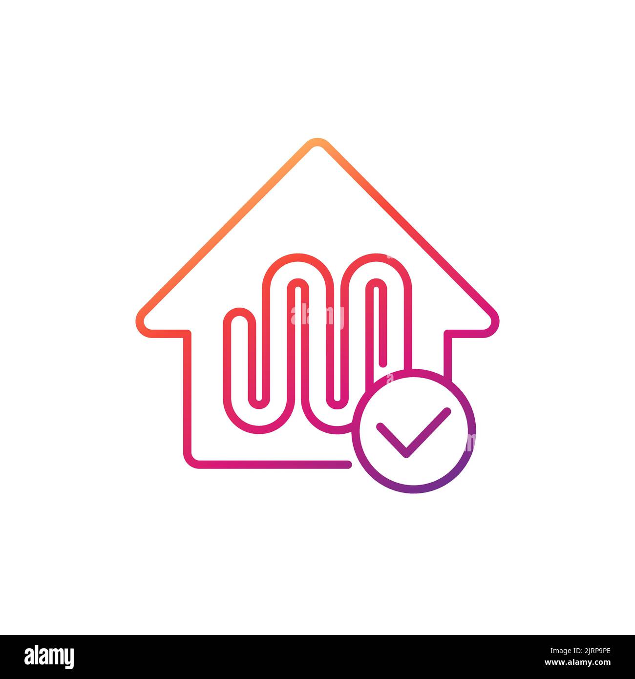 floor heating line icon with house and check mark Stock Vector Image ...