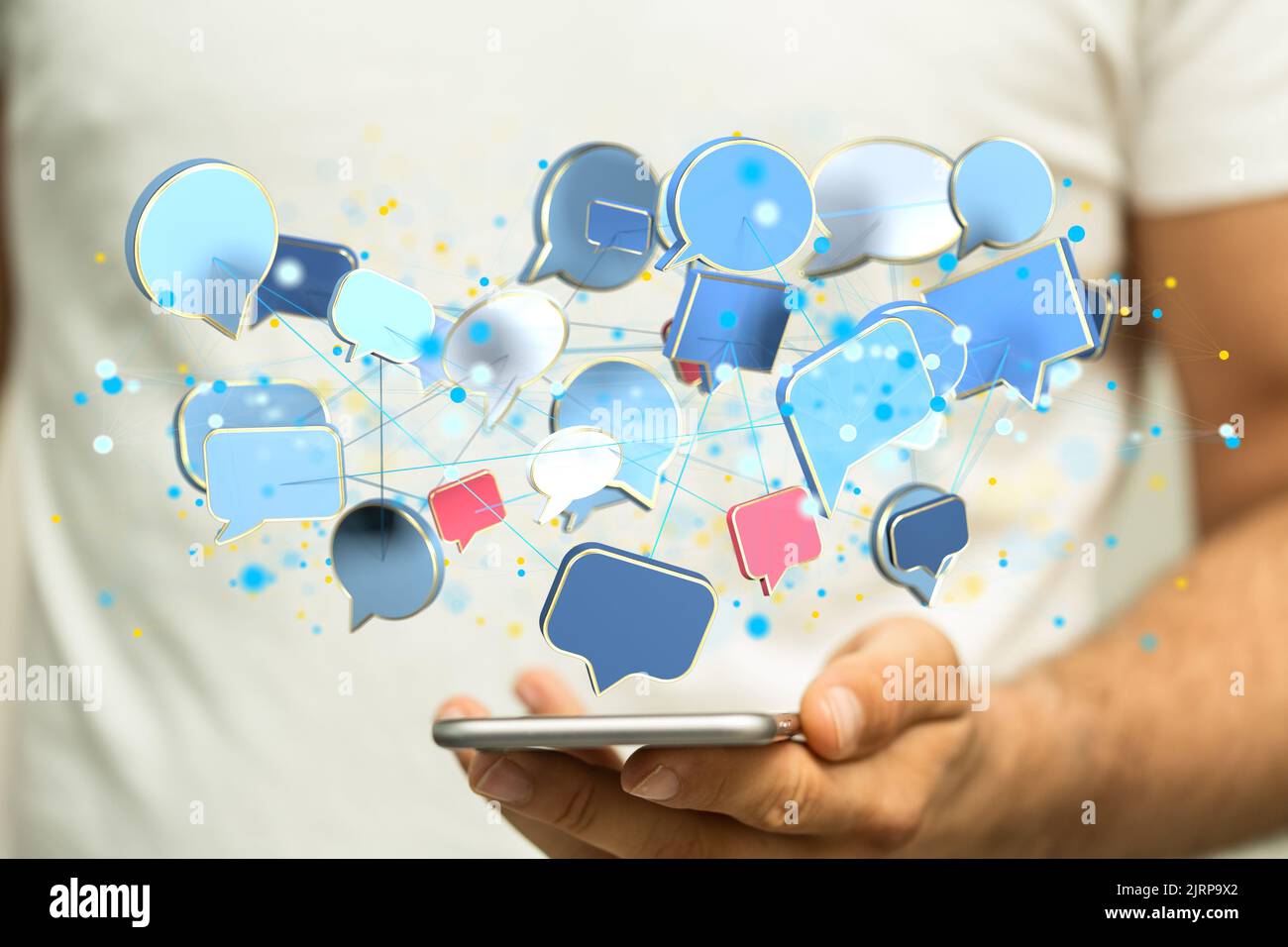 A 3d Floating Digital Illustration Of Message Icons Coming Out Of A Mobile Screen The Concept