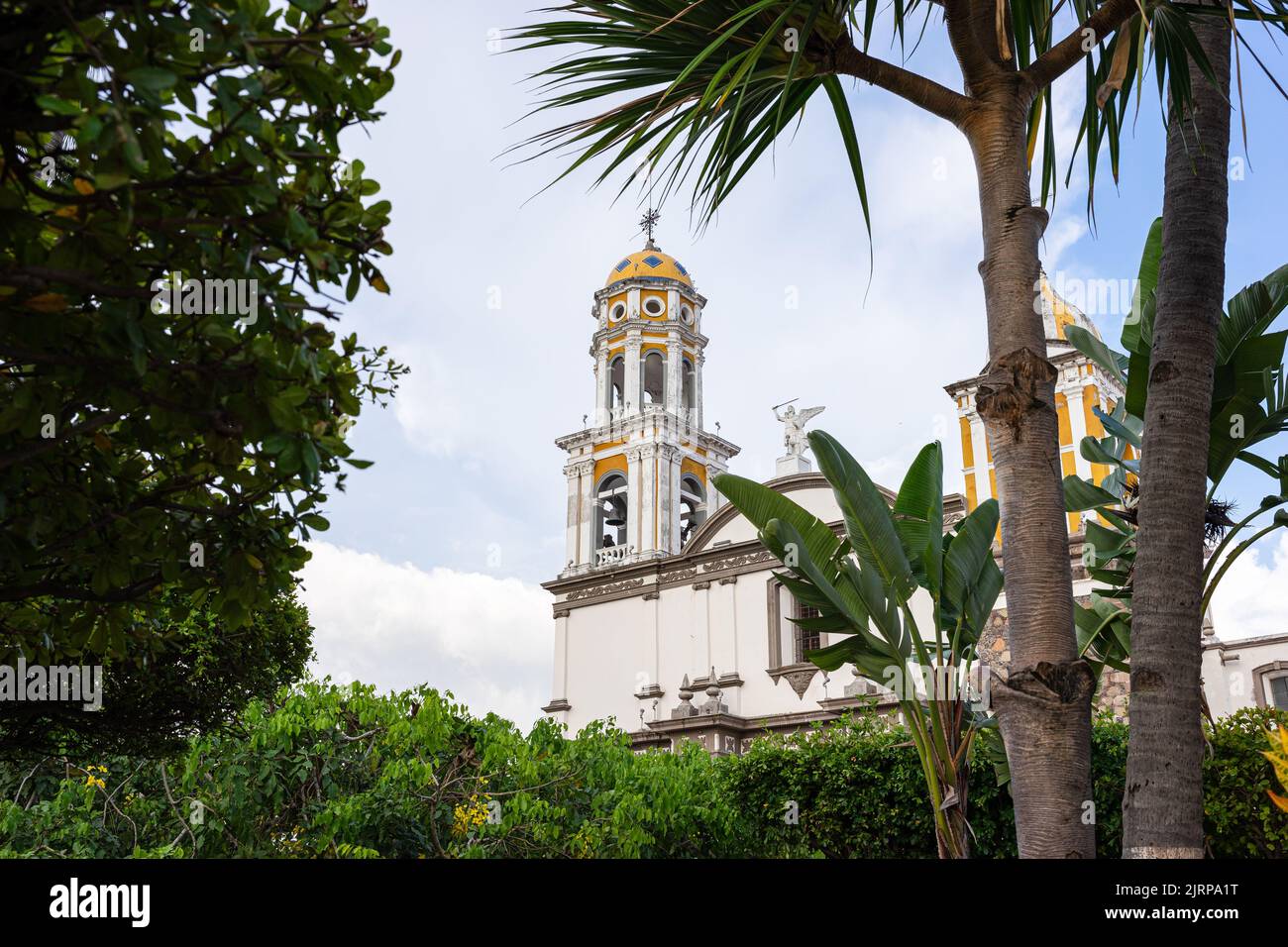 Church in the magical town of Comala in Colima, Mexico, white town ...