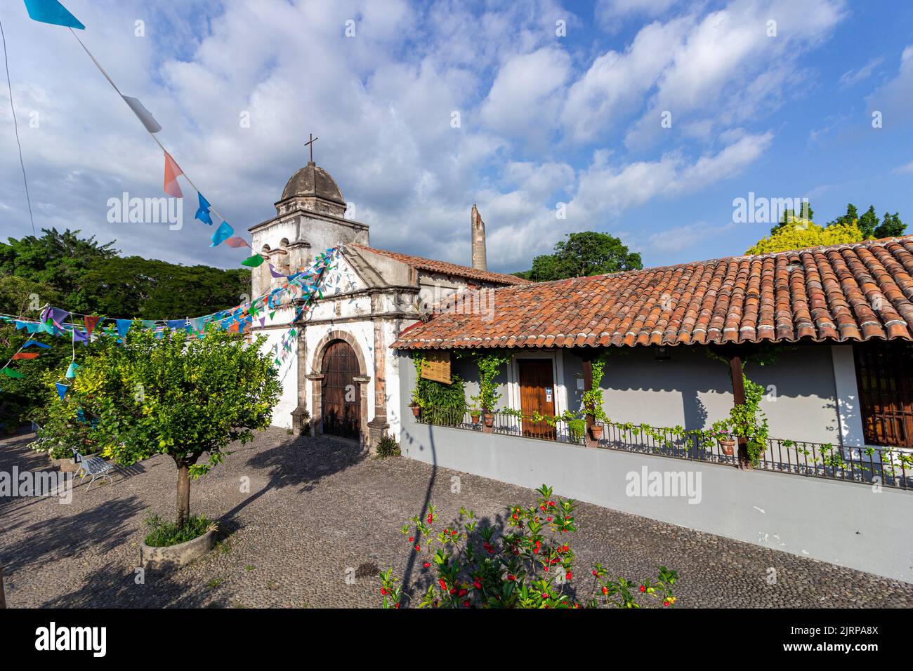 Old colonial church in the town of nogueras, Comala, Colima, Mexico ...