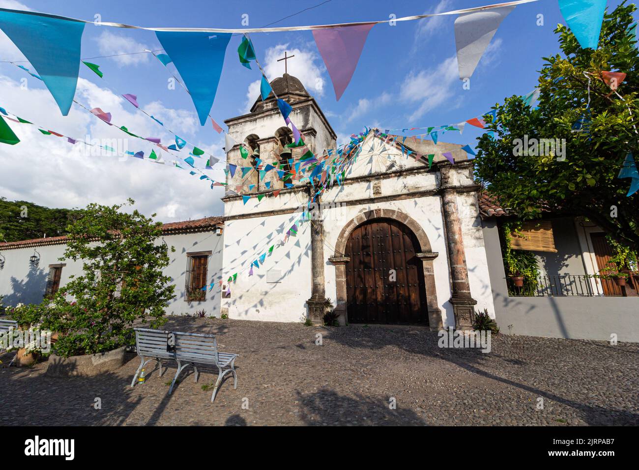 Old colonial church in the town of nogueras, Comala, Colima, Mexico ...