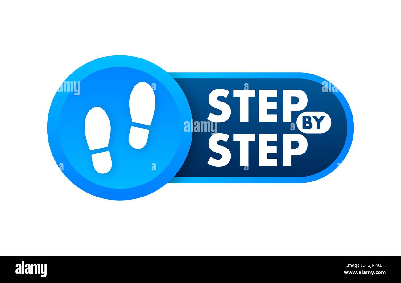 Step by step label. Marketing time. Vector stock illustration Stock ...