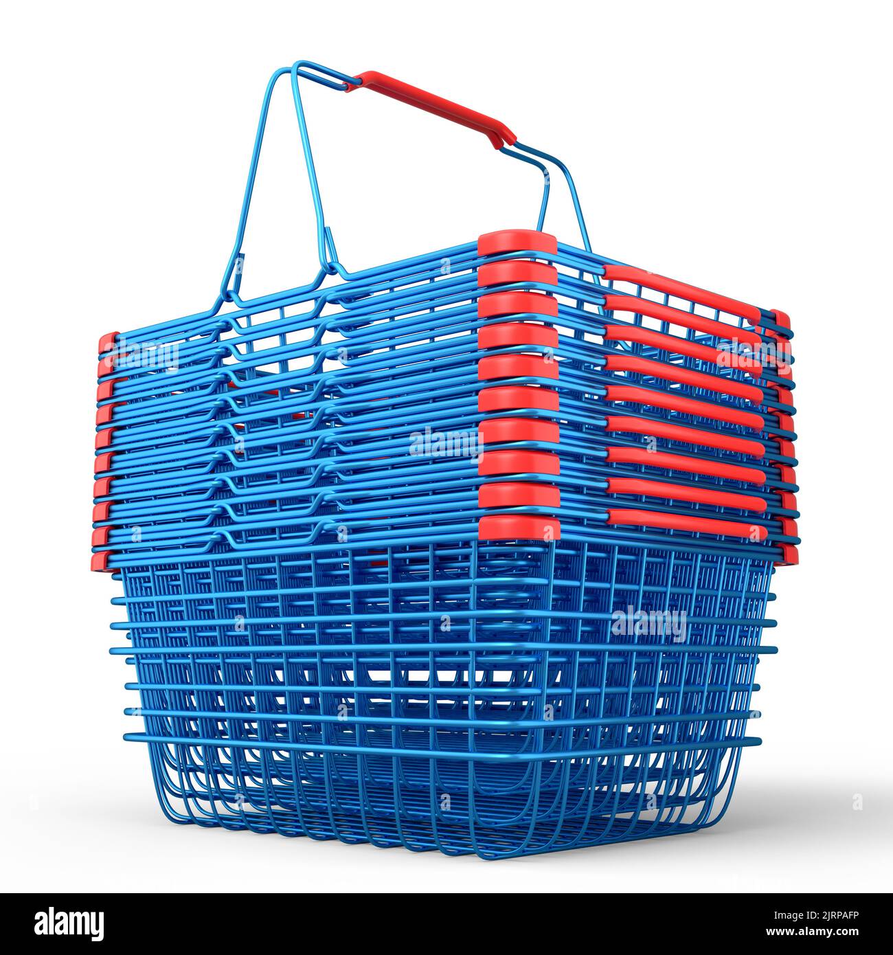 Stack of metalwire shopping basket from supermarket on white background ...