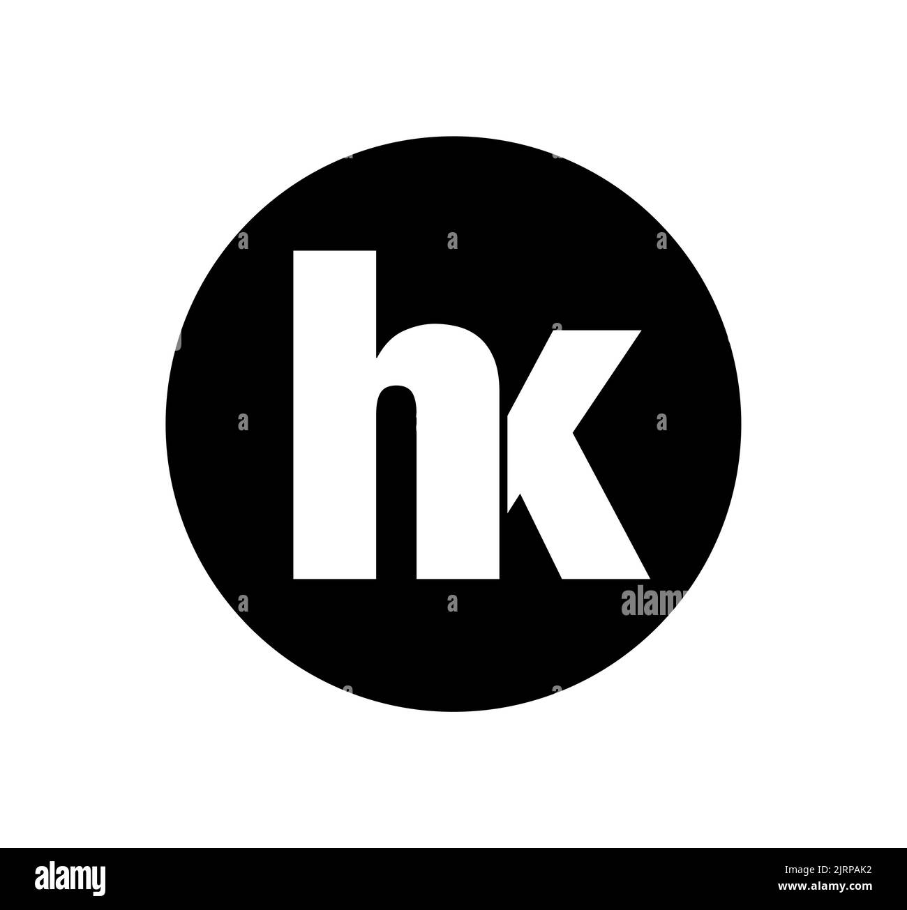 A simple logo illustration of the letters "HK" in a circle isolated on ...
