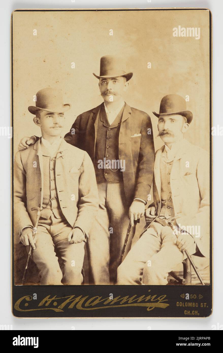 [Portrait of a three men], Christchurch, by Charles Manning Stock Photo ...