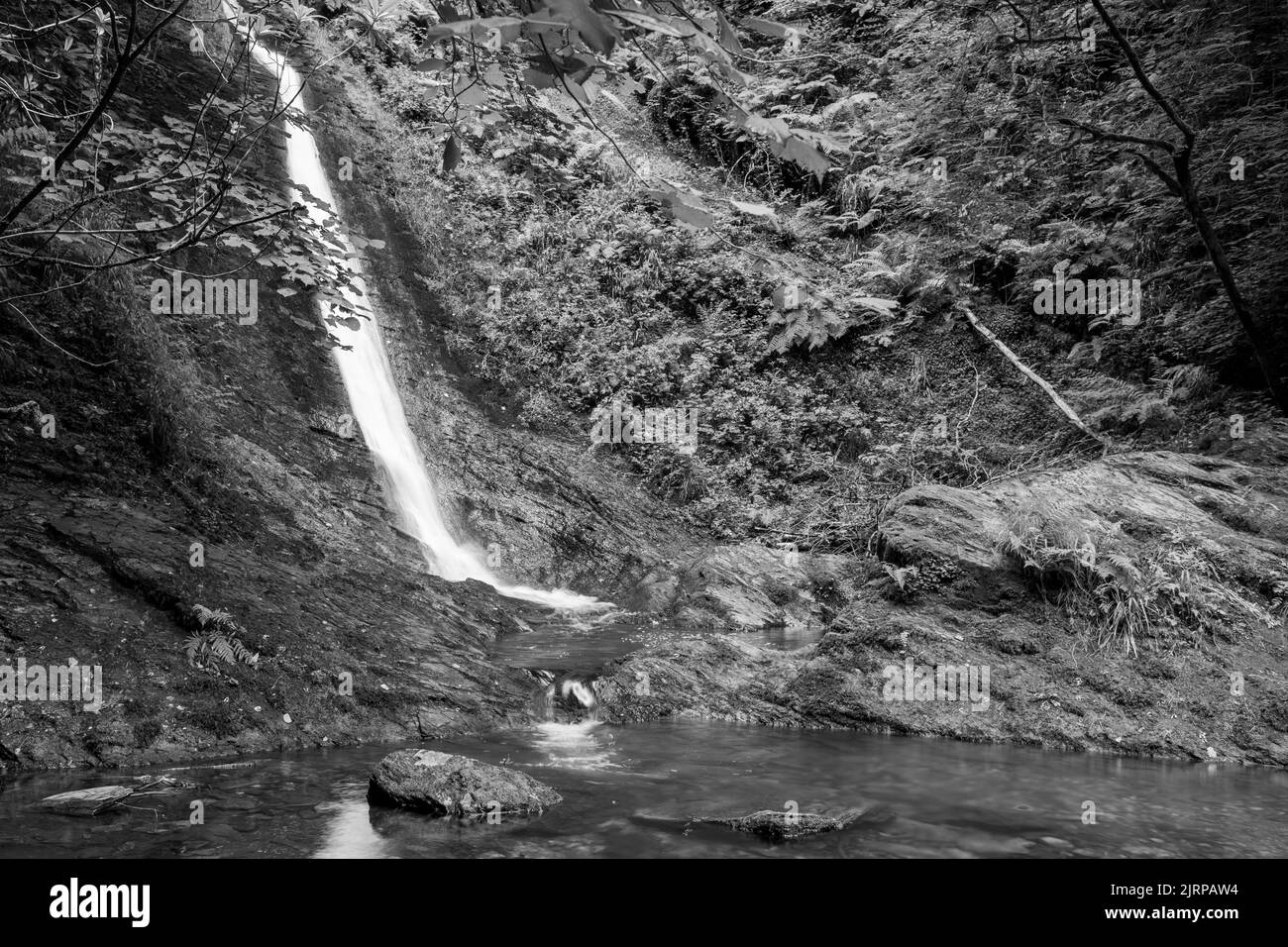 Long exposure of the White Lady waterfall on the river Lyd at Lyford ...