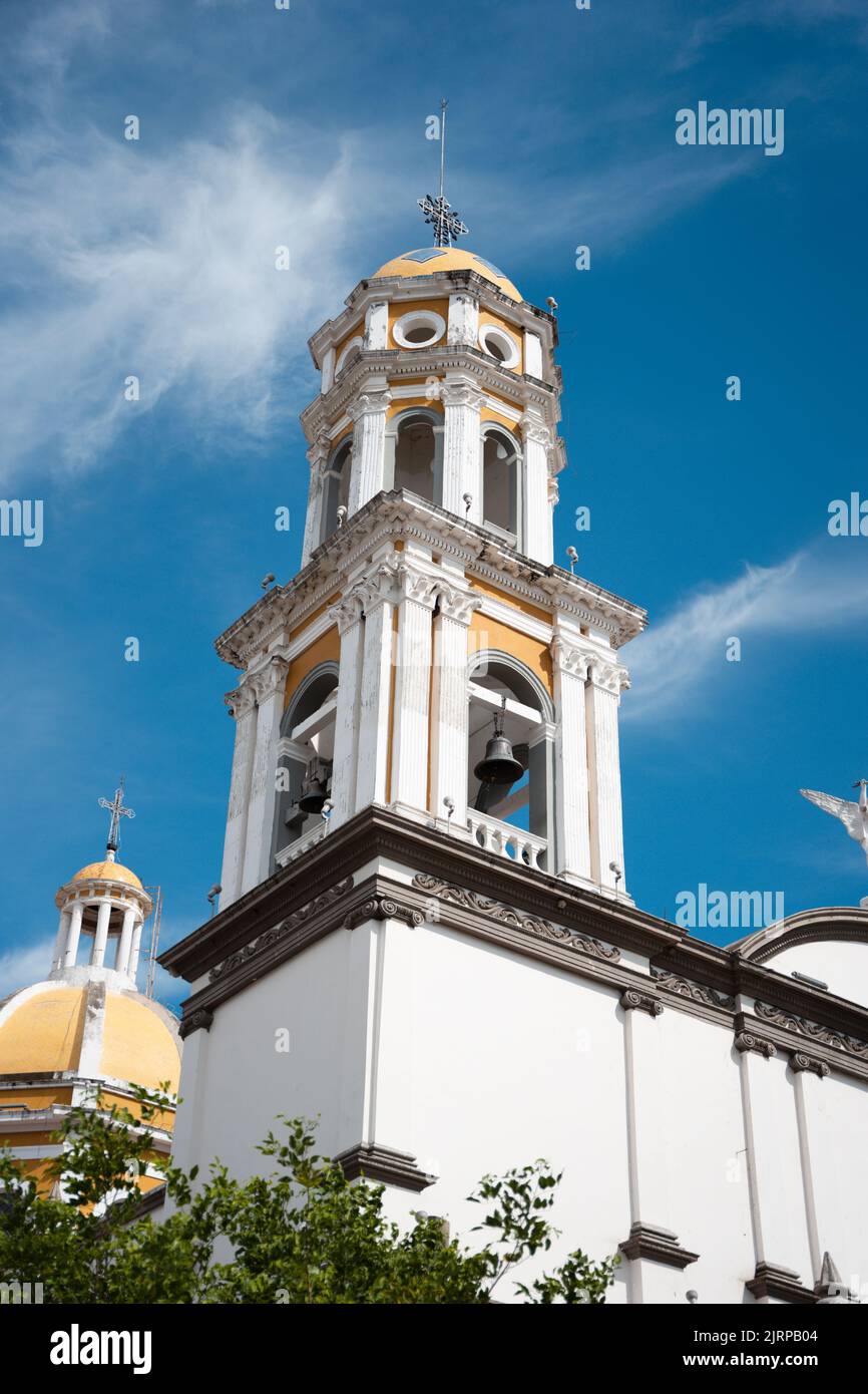 Church in the magical town of Comala in Colima, Mexico, white town ...