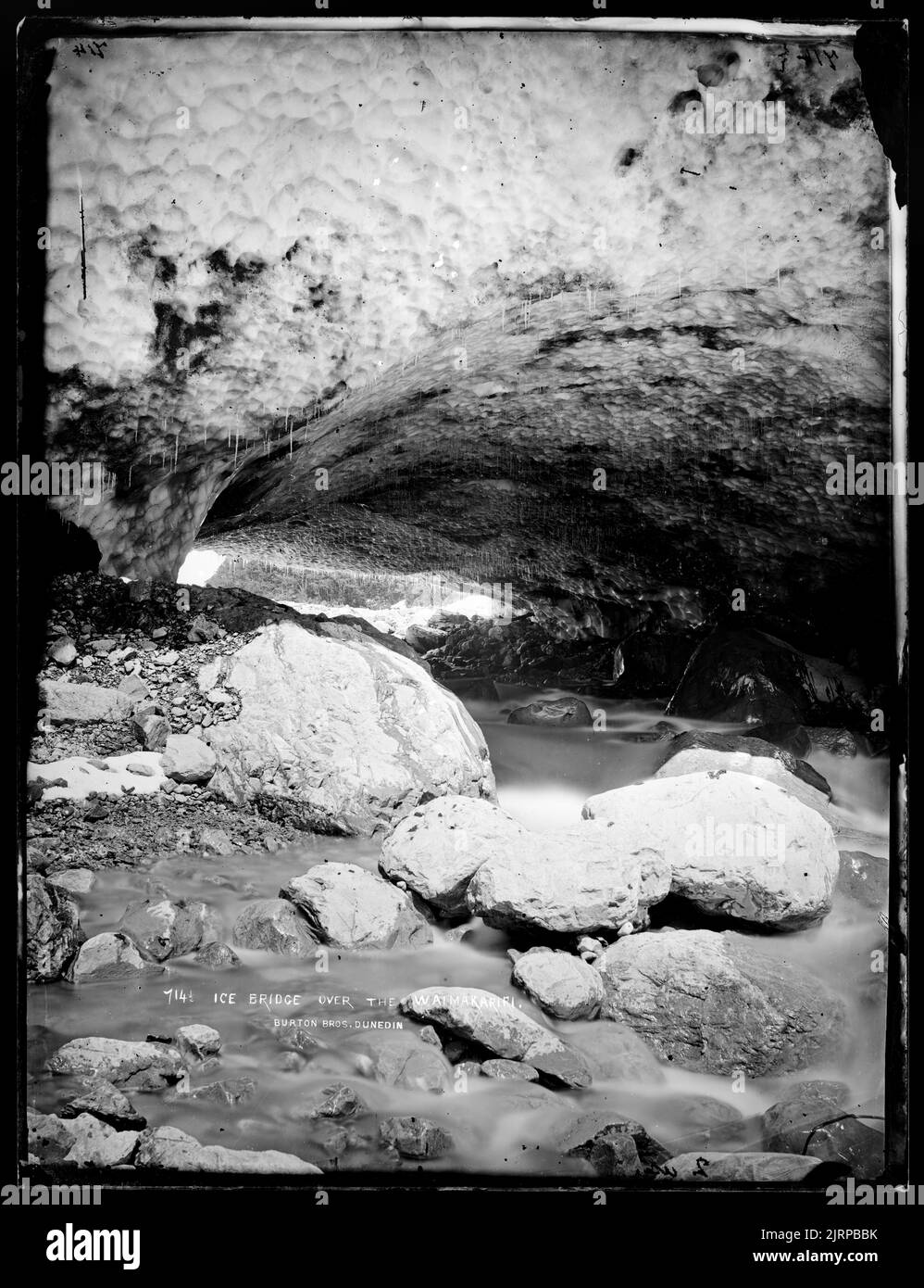 Ice bridge over the Waimakariri, 1879, New Zealand, by Burton Brothers ...