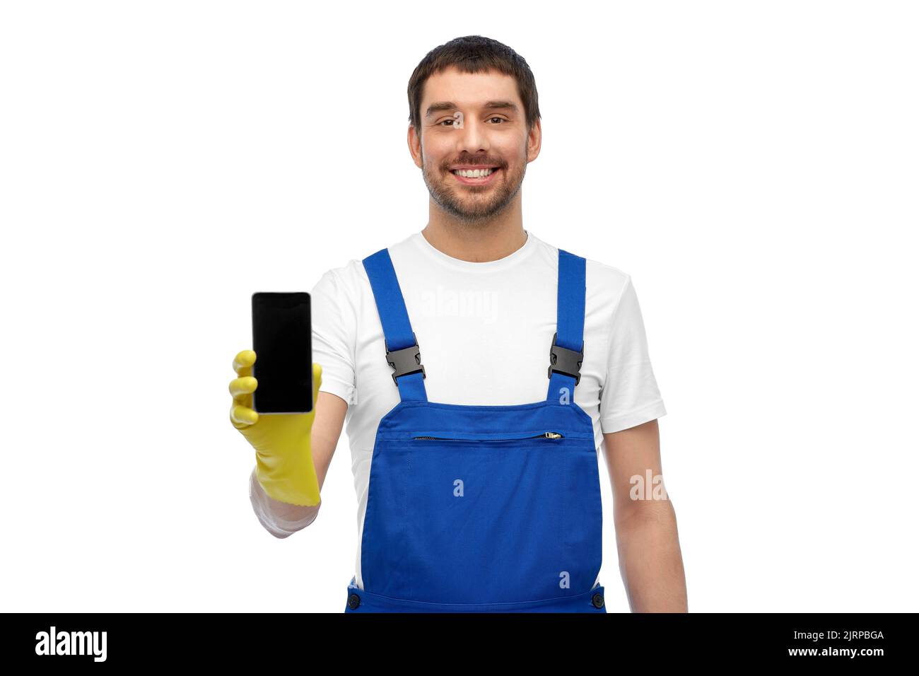Cleaning worker smartphone hi-res stock photography and images - Alamy