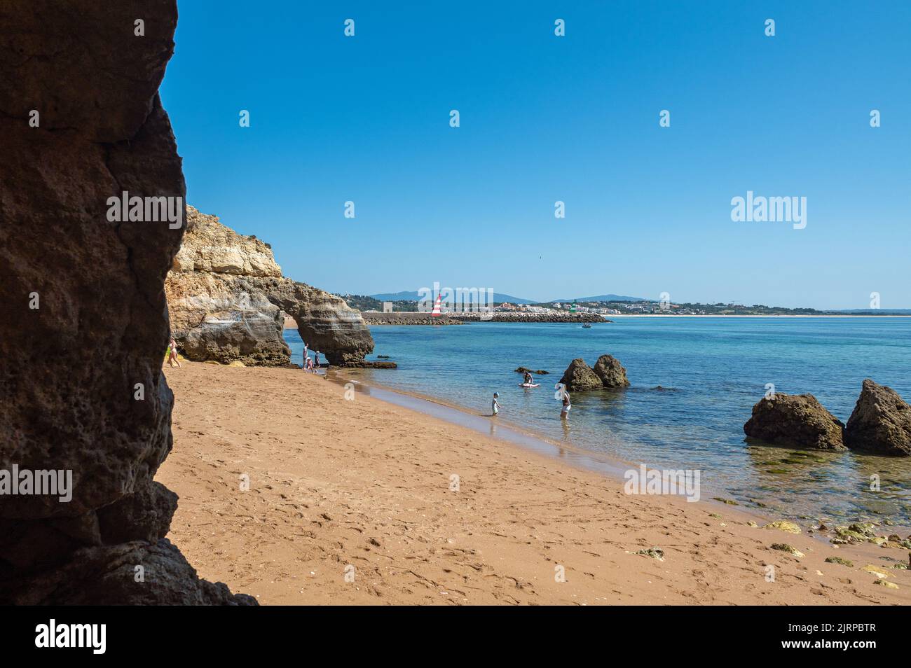 A beautiful beach view in Lagos, Portugal on a sunny day Stock Photo ...
