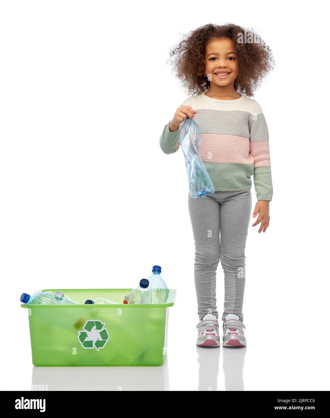 happy african american girl sorting plastic waste Stock Photo - Alamy