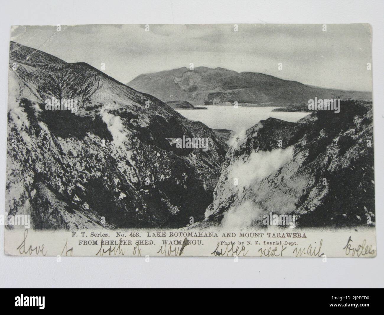 Lake Rotomahana and Mount Tarawera from Shelter Shed. Waimangu, circa ...
