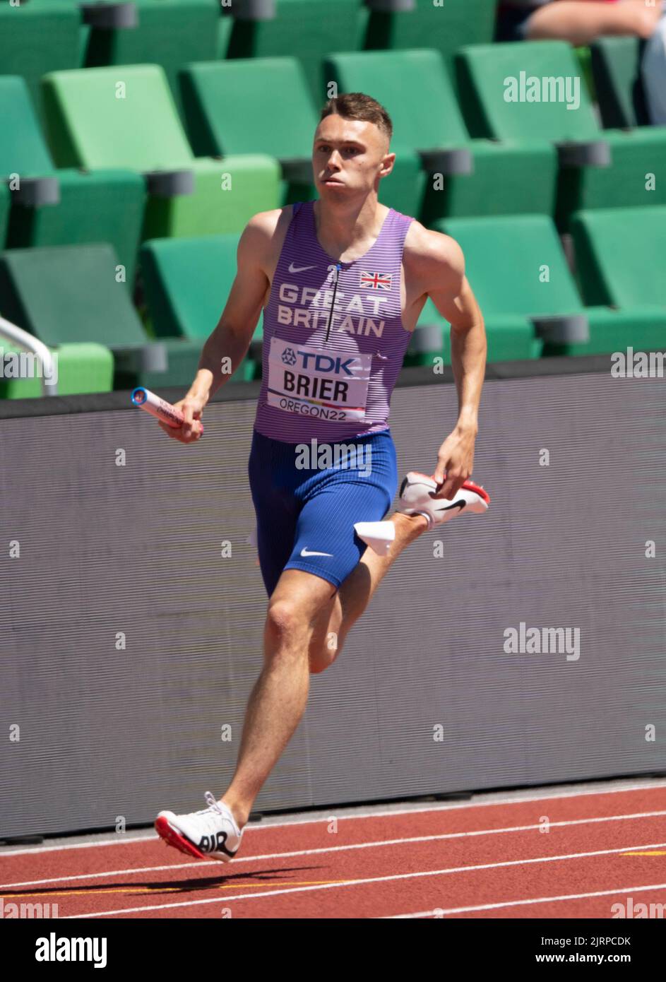 Joseph Brier of GB&NI competing in the mixed 4x100m relay heats at the ...