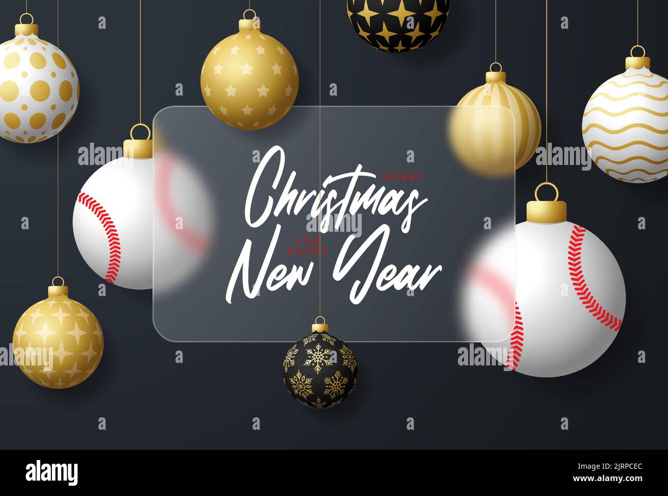 Baseball Christmas sale banner or greeting card. happy new year and ...