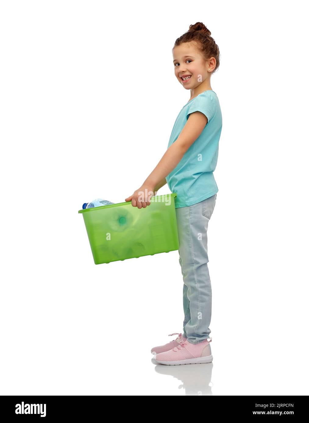 smiling girl sorting plastic waste Stock Photo - Alamy