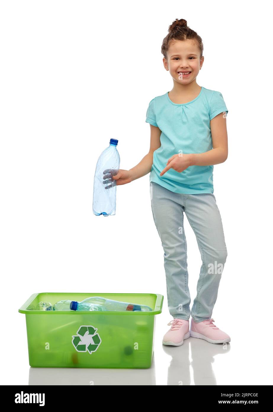 smiling girl sorting plastic waste Stock Photo - Alamy
