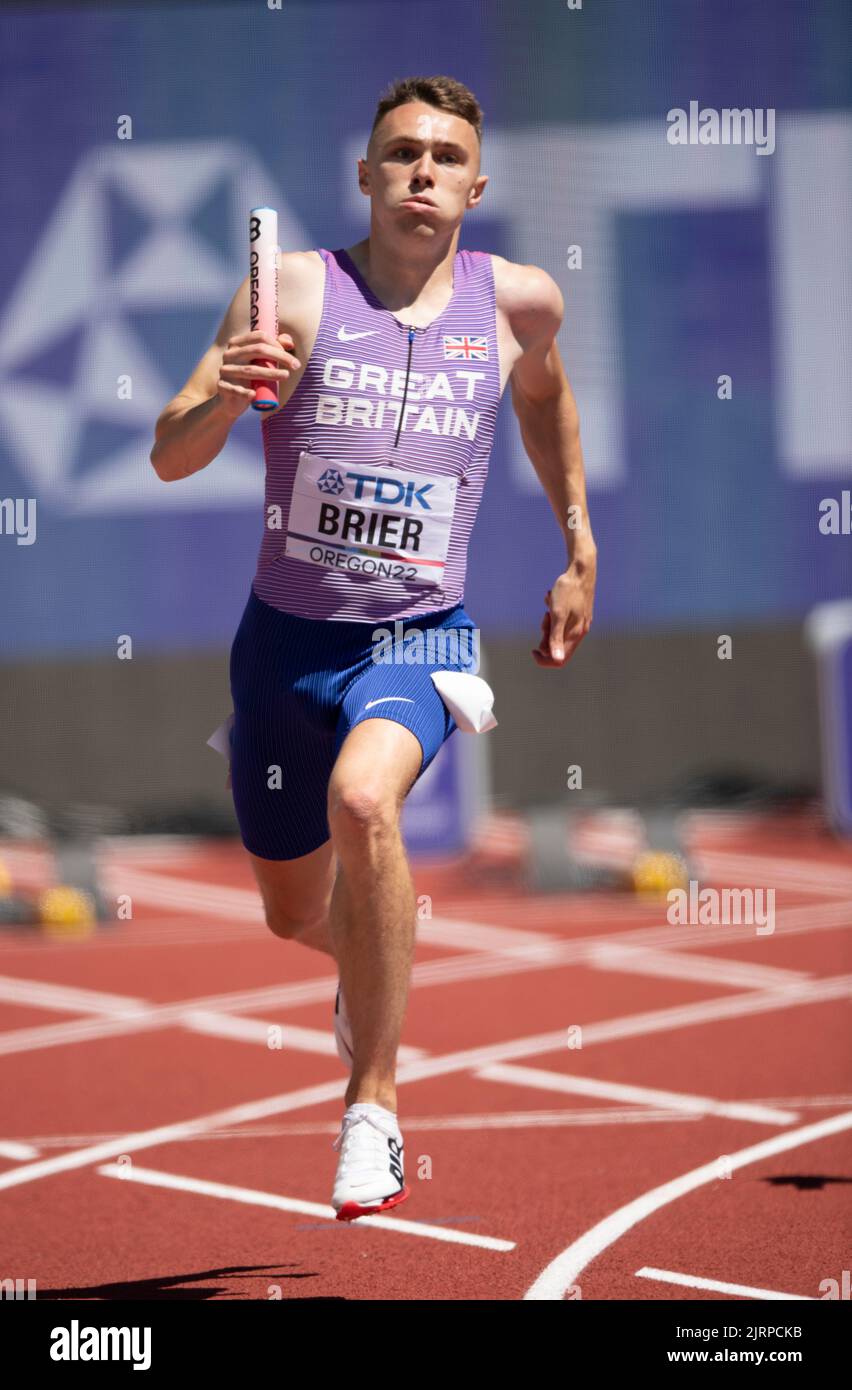 Joseph Brier of GB&NI competing in the mixed 4x100m relay heats at the ...